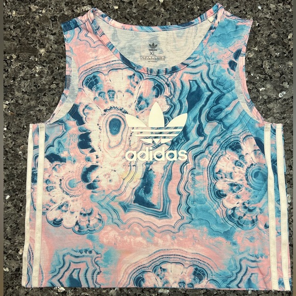 adidas | Tops | Adidas Tie Dye Pastel Colors Striped Side Crop Tank ...